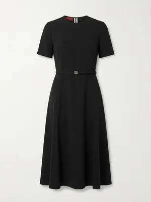 Gucci Satin Dress With Double G Belt - Black