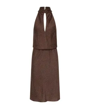 Posse Phoebe Polka-dot Pattern Midi Dress - Brown