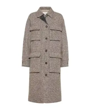 Brunello Cucinelli Mélange Diagonal Monili Embellished Coat