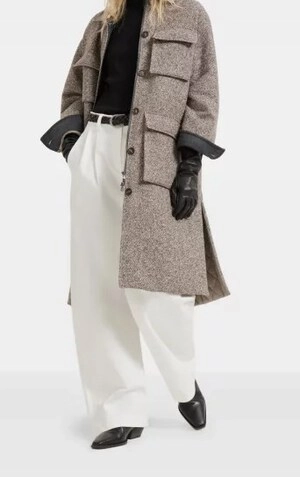 Brunello Cucinelli Mélange Diagonal Monili Embellished Coat