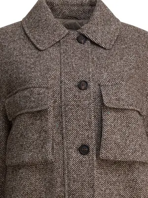 Brunello Cucinelli Mélange Diagonal Monili Embellished Coat