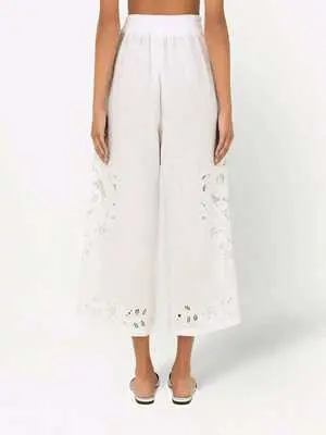 Dolce & Gabbana Dolce Gabbana Embroidered Wide Leg Poplin Pants