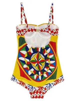 Dolce & Gabbana Dolce Gabbana Carretto-printed Balconette One-piece Swimsuit