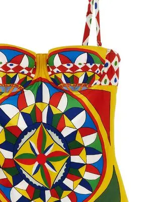 Dolce & Gabbana Dolce Gabbana Carretto-printed Balconette One-piece Swimsuit
