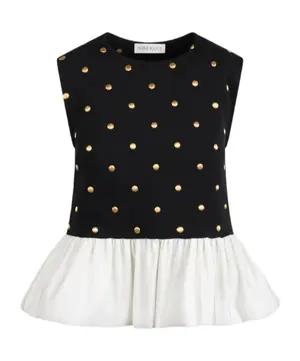 Nina Ricci Polka Dot Peplum Top - Black