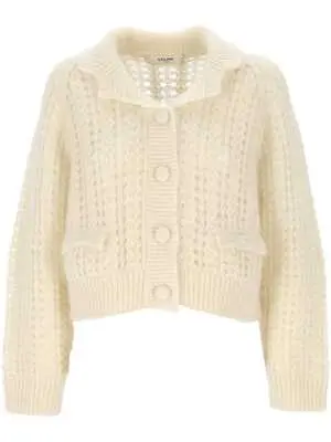 CELINE Celine Long Sleeve Knit Sweater With Lapel Collar