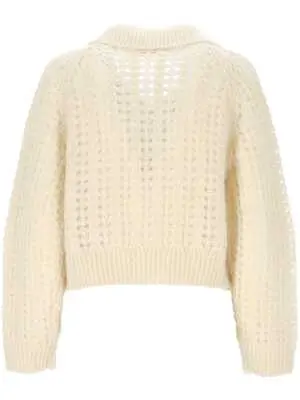 Celine Long Sleeve Knit Sweater With Lapel Collar
