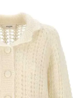 Celine Long Sleeve Knit Sweater With Lapel Collar