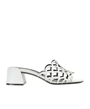 SERGIO ROSSI Square-headed High-heeled Sandals - White
