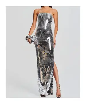 Retrofete Imani Metallic Strapless Gown