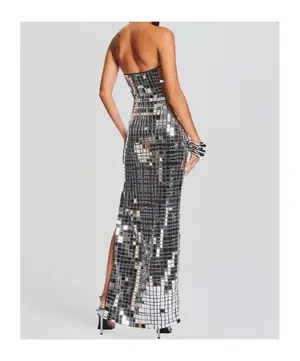 Retrofete Imani Metallic Strapless Gown