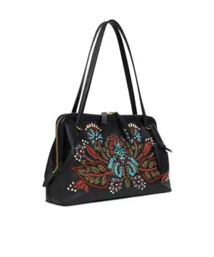 Etro Medium Leather Bag With Embroidery