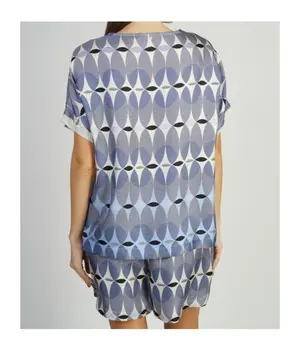 Lorena Antoniazzi Geometric Print Silk T-shirt - Gray