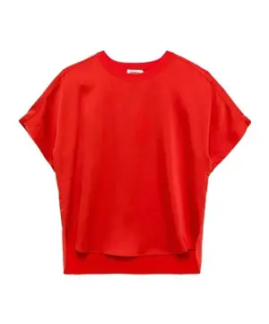 Simkhai Addy Knit-panel T-shirt - Flame