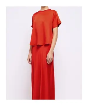 Simkhai Addy Knit-panel T-shirt - Flame
