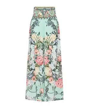 Camilla Pleated Wide-leg Pants - Green
