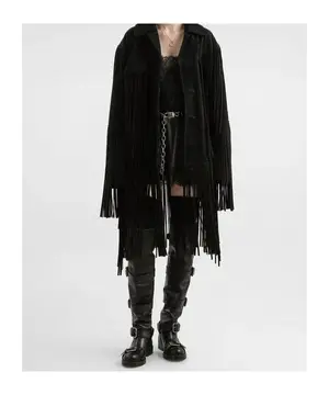 Dolce & Gabbana Leather Jacket With Fringe