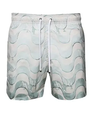 Amiri Graphic-print Swim Shorts - Blue/white