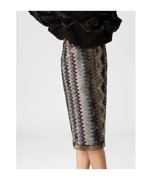 Missoni Zigzag Sequin Overlay Midi Skirt