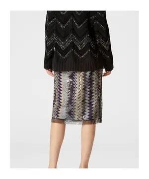 Missoni Zigzag Sequin Overlay Midi Skirt