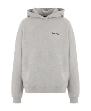 Palm Angels Logo Embroidered Hoodie - Gray