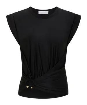 Rabanne Asymmetric Gathered-detail Blouse - Black
