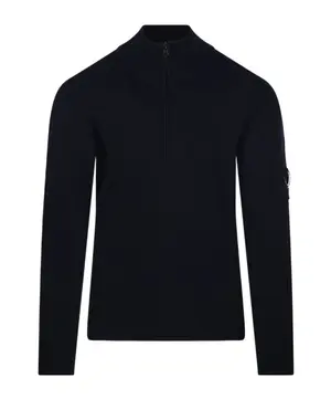 C.P. COMPANY Lens Detailed Half-zip Knit Jumper - Blue