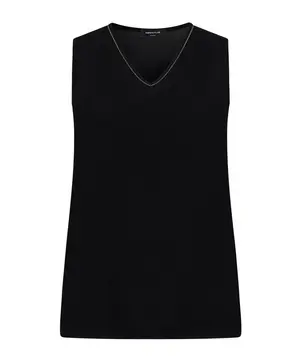 Fabiana Filippi V-neck Embellished Sleeveless Top - Black