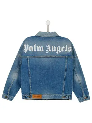 Palm Angels Logo Over Denim Jacket White
