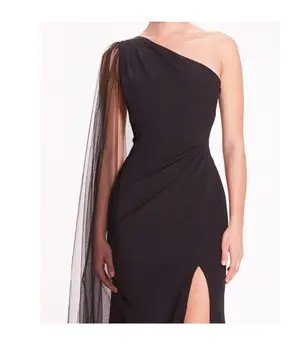 Marchesa One-shoulder Cape Gown