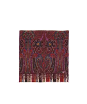Valentino Garavani Paisley-pattern Fringed Scarf - Red