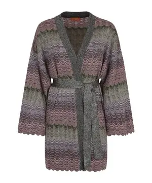 Missoni Zigzag Greek Pattern Belted Cardigan