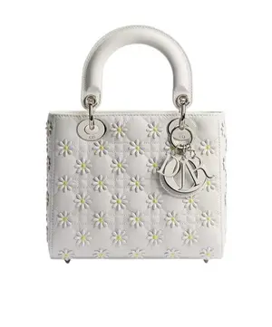 Dior Small Lady Bag With Strap - White