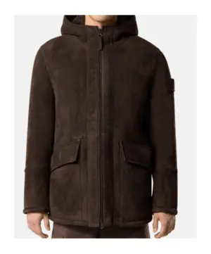 Stone Island Hooded Zip-up Jacket With Flap Pockets And Logo Badge