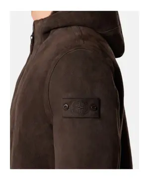 Stone Island Hooded Zip-up Jacket With Flap Pockets And Logo Badge
