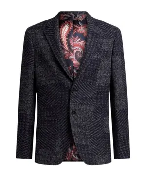 Etro Wool-blend Patchwork Blazer - Black