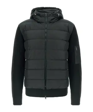 Herno Hooded Quilted-panel Jacket - Black