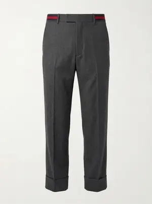 Gucci Twill Web Detailed Trousers - Gray