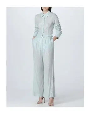 ROTATE BY BIRGER CHRISTENSEN Sequin-trimmed Button-down Shirt - No