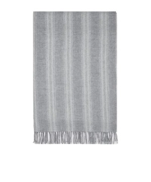 Brunello Cucinelli Striped Fringed Edge Scarf - Gray