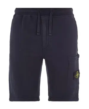 Stone Island Compass Logo-patch Cotton Track Shorts - Blue