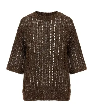 Brunello Cucinelli Short-sleeved Crewneck Knitted Jumper - Brown