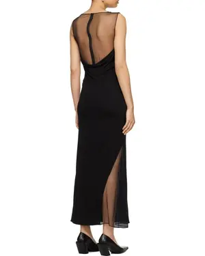Helmut Lang Sheer-panelled Sleeveless Maxi Dress