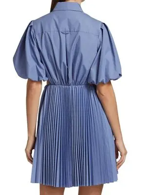 Simkhai Puff-sleeve Cut-out Shirt Dress