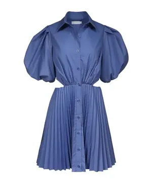 Simkhai Puff Sleeve Cut-out Shirt Dress - No