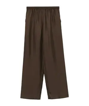 Loulou De Saison Elasticated-waist Silk Trousers - Brown