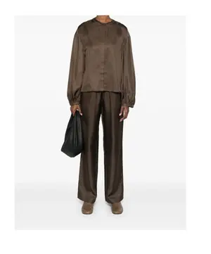 Loulou De Saison Elasticated-waist Silk Trousers - Brown