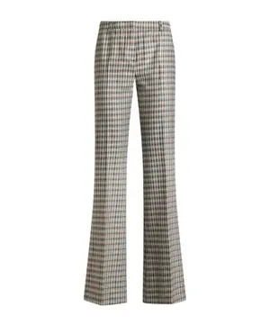 Etro Wool-blend Gingham Trousers - Gray