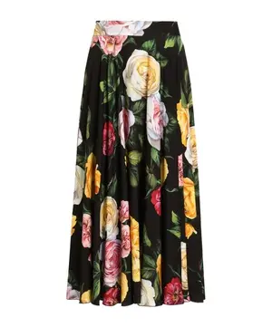 Dolce & Gabbana Floral Printed Midi Flared Skirt