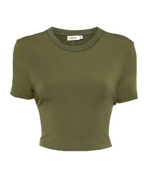 Simkhai Cinta Ribbed Cropped Top - Green